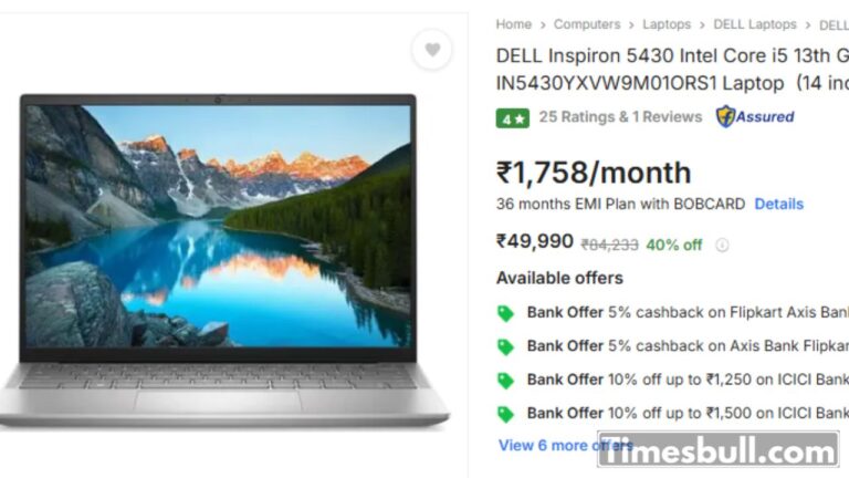 Dell Inspiron 5430 Laptop with i5 13th Gen, 1TB SSD Now at ₹54,990 ...