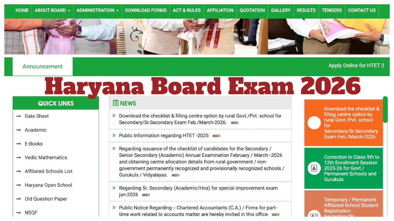 Haryana Board Exam 2026 - HBSE 10th, 12th Date Sheet Link to be Active ...