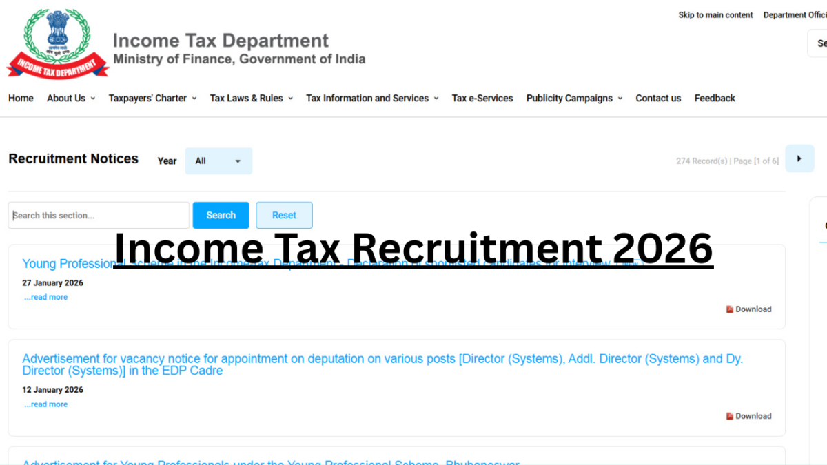 Income Tax Recruitment 2026 – Apply for 97 Stenographer Tax Assistant ...
